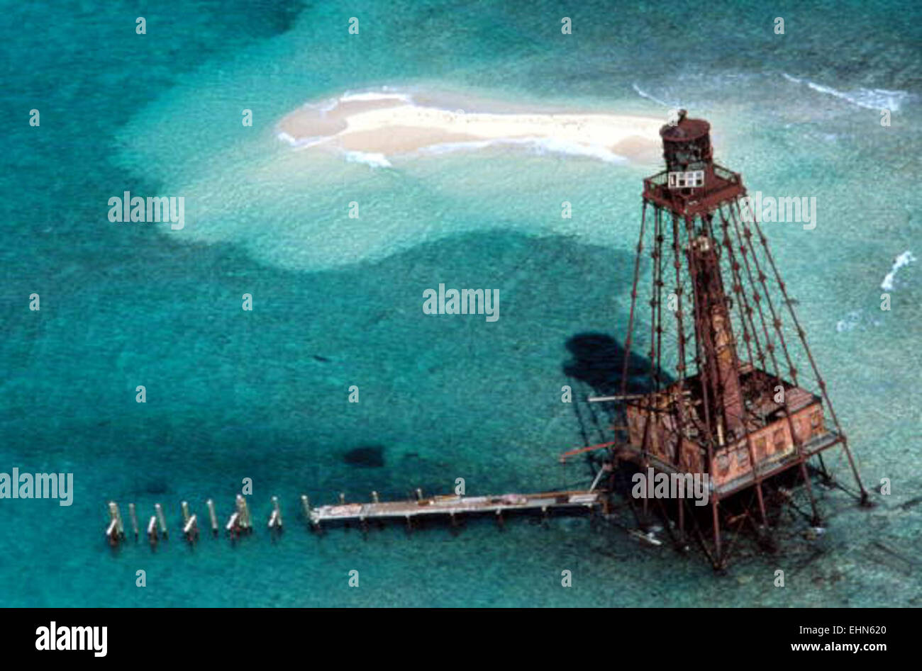 The Sand Key Lighthouse, located off the coast of Key West, Florida, is ...