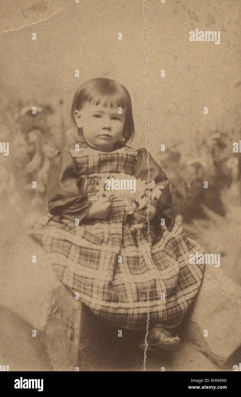 This portrait depicts a young child, the subject of an unknown date ...