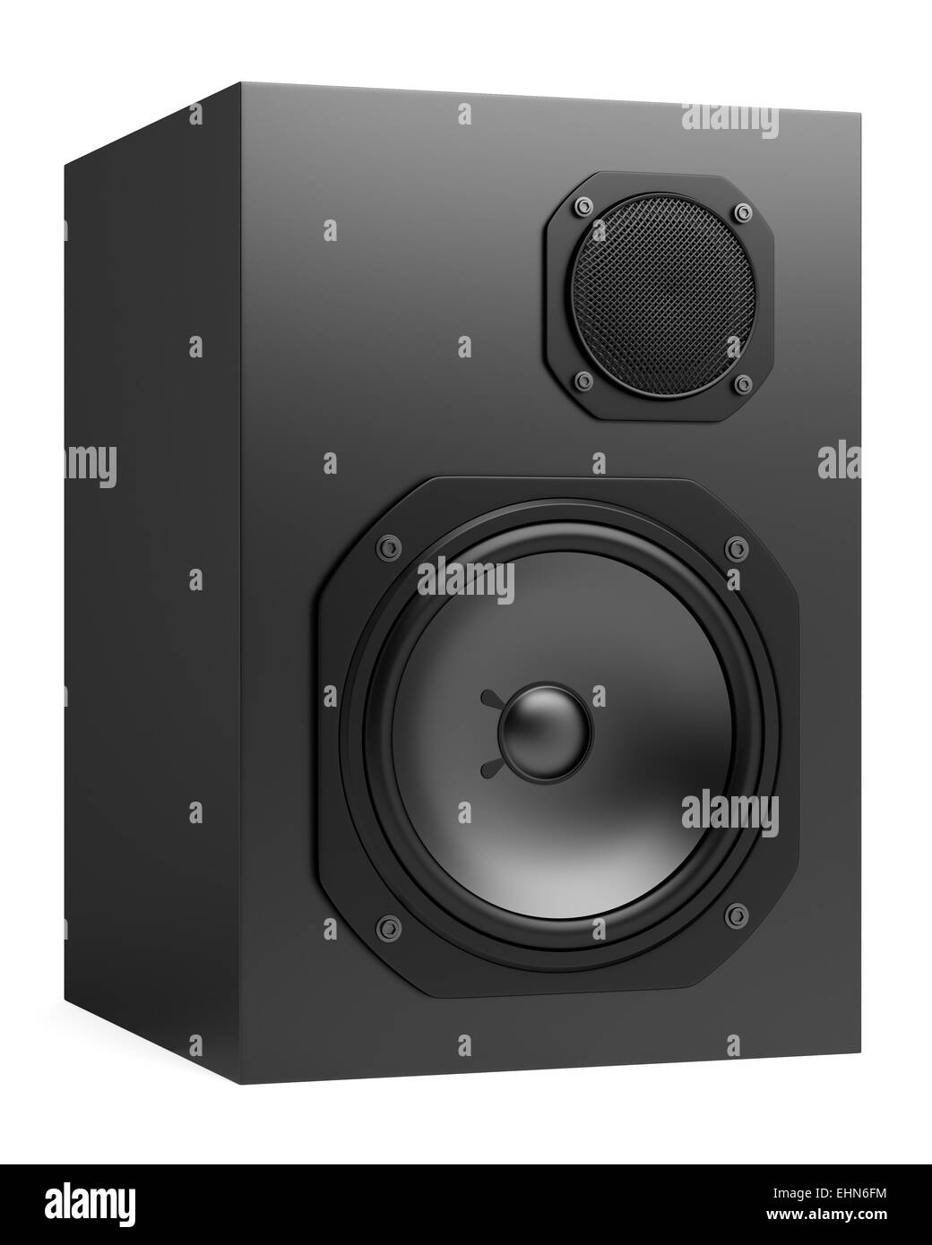 single black audio speakers isolated on white background Stock Photo ...