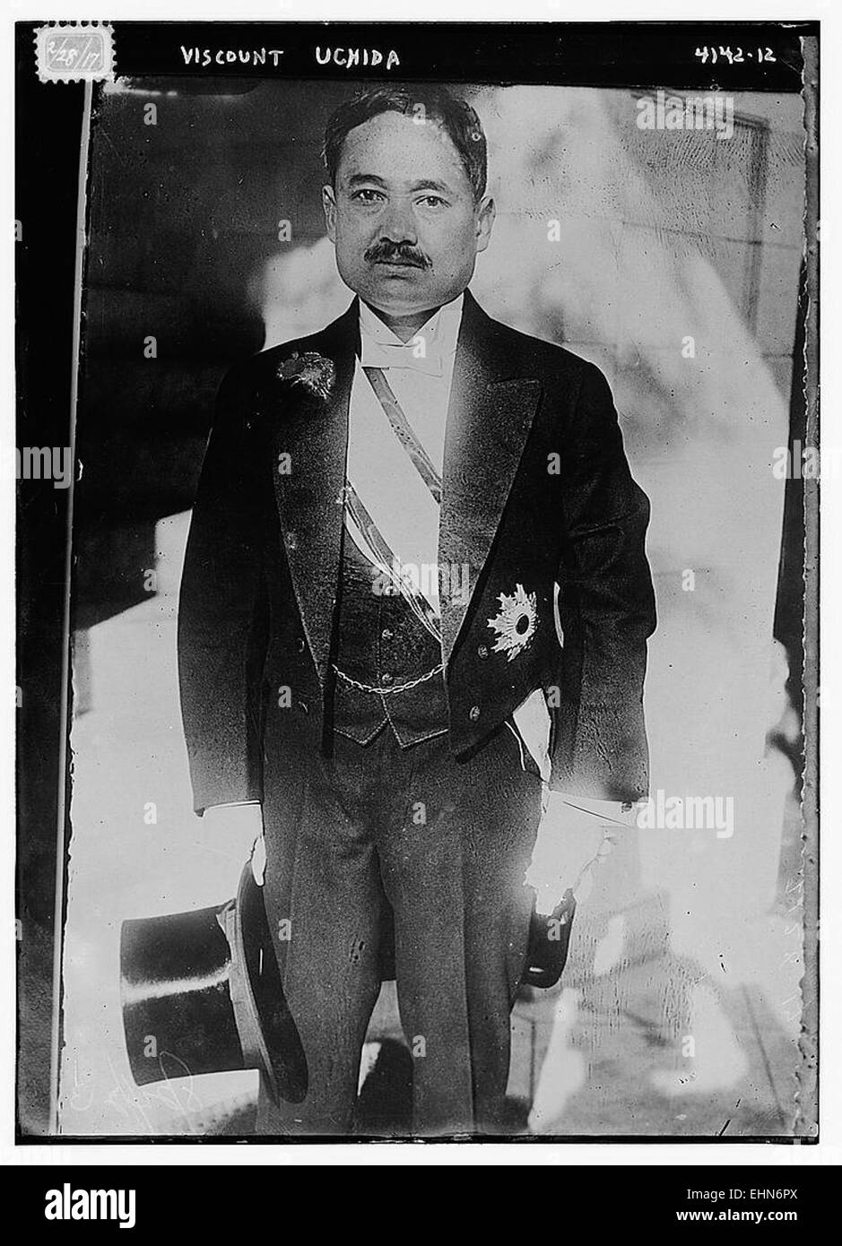 This portrait of Viscount Uchida showcases a figure of high-ranking ...