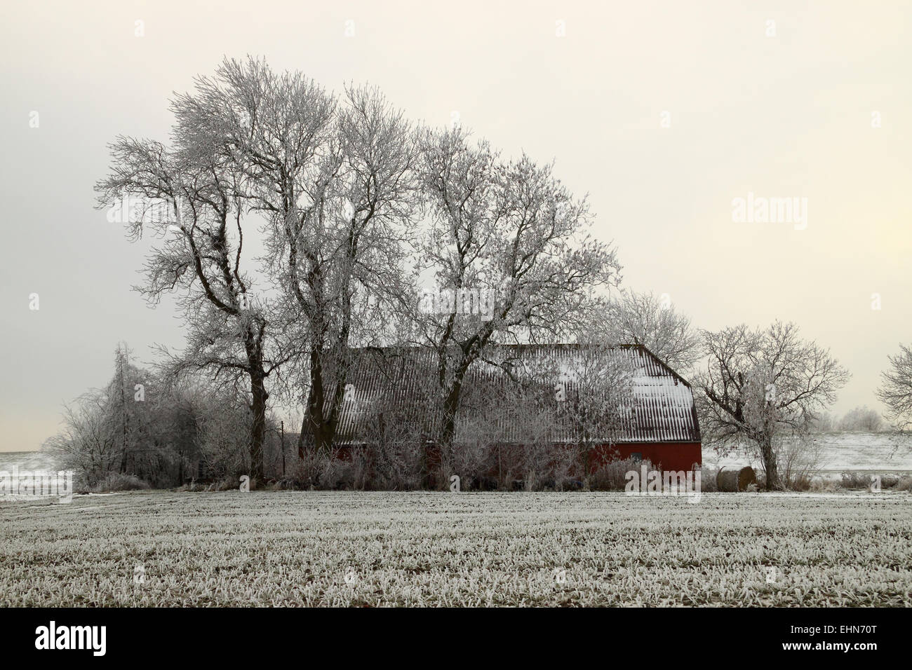 Barn in Winter Stock Photo - Alamy