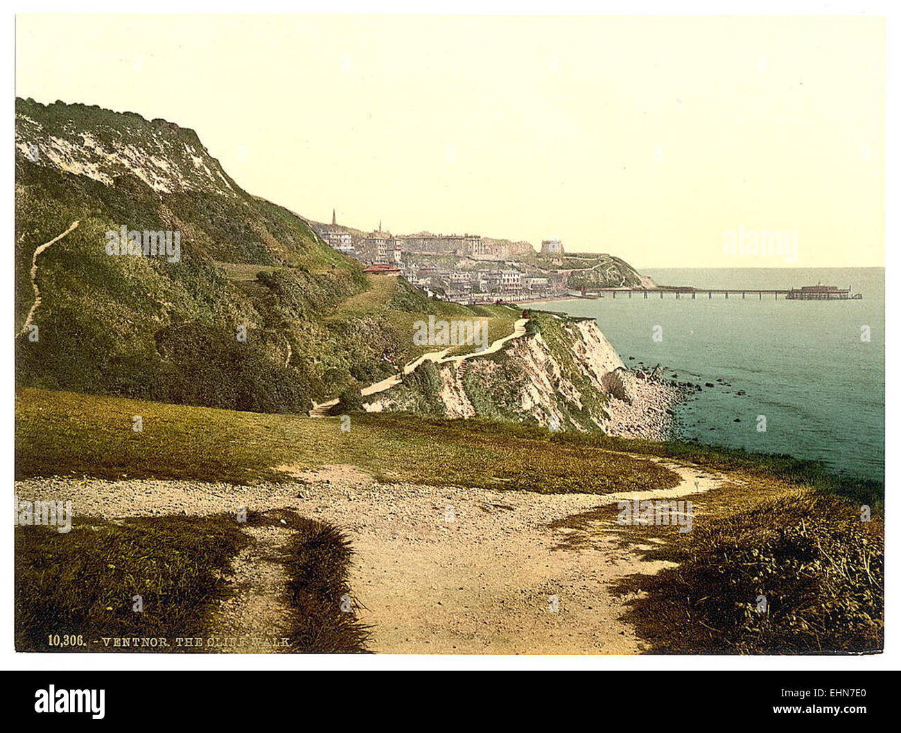 A scenic view of the cliff walk at Ventnor on the Isle of Wight ...