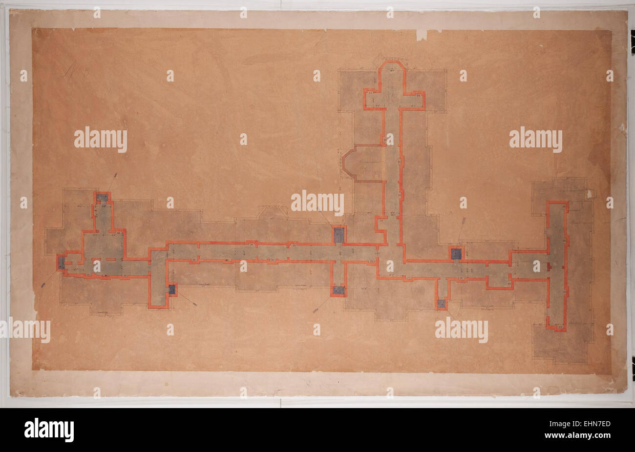 This architectural drawing depicts the design of the Sheppard Asylum, a ...
