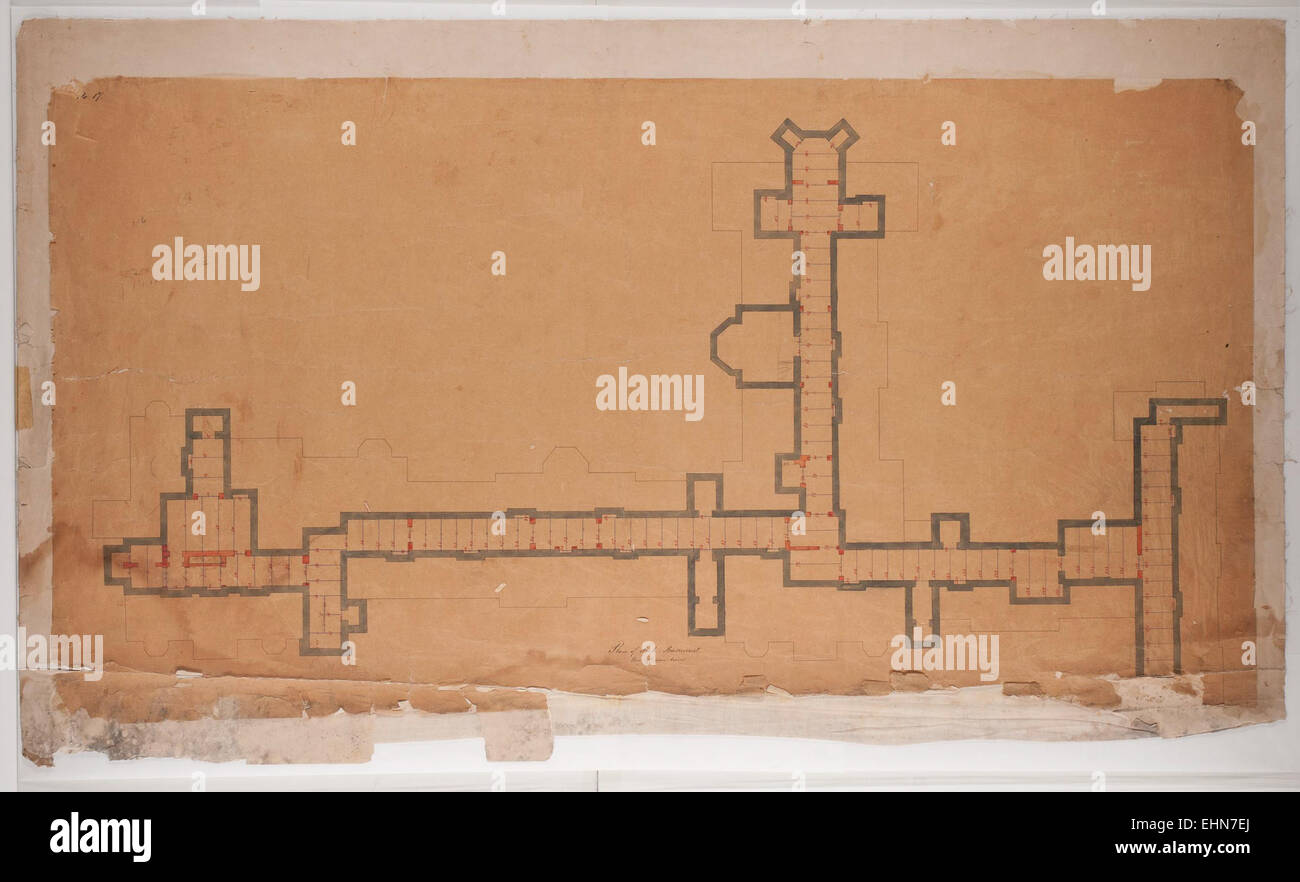 The architectural plan displays a sub-basement structure supported by a ...