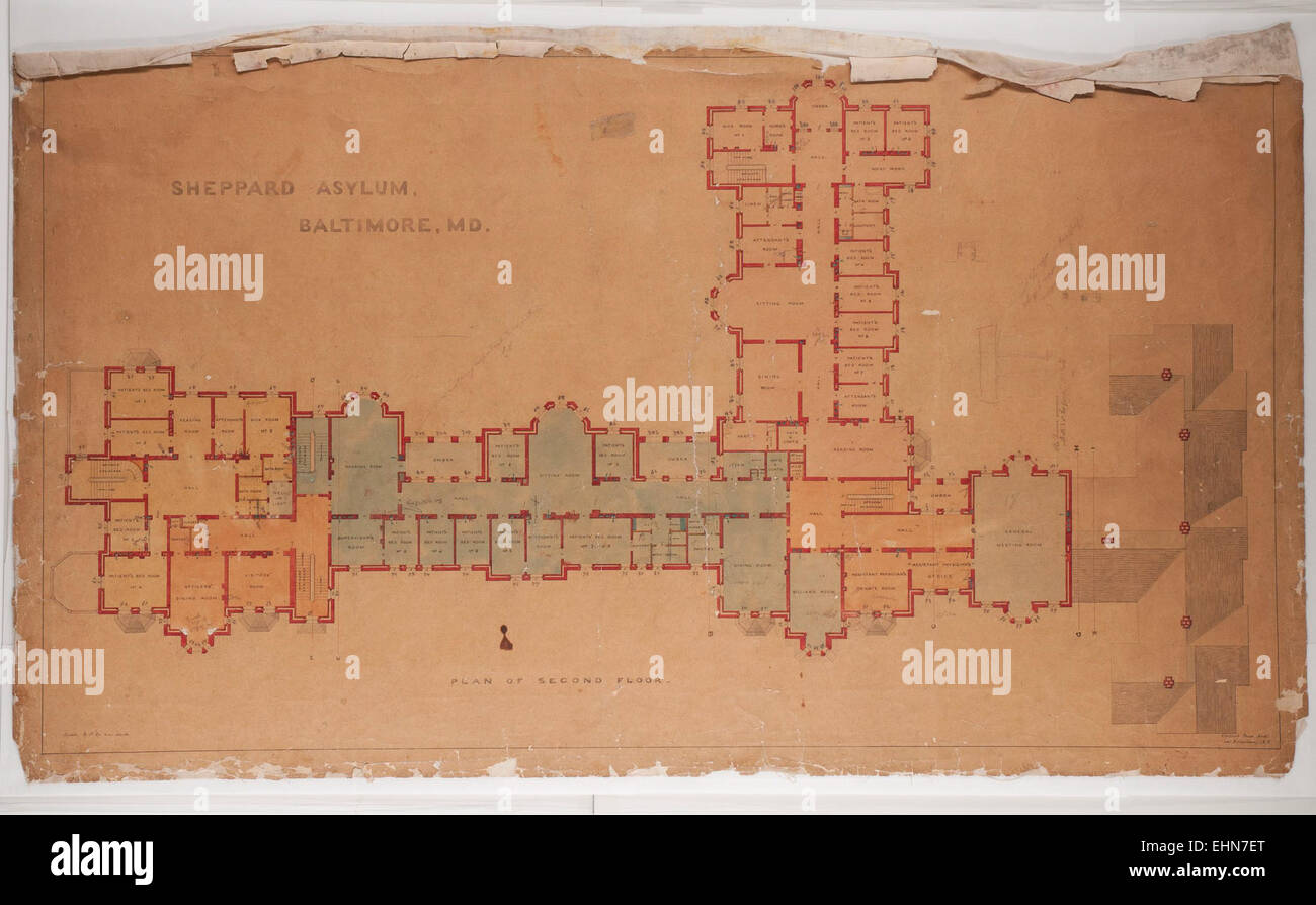 A historical floor plan of the Sheppard Asylum in Baltimore, MD ...
