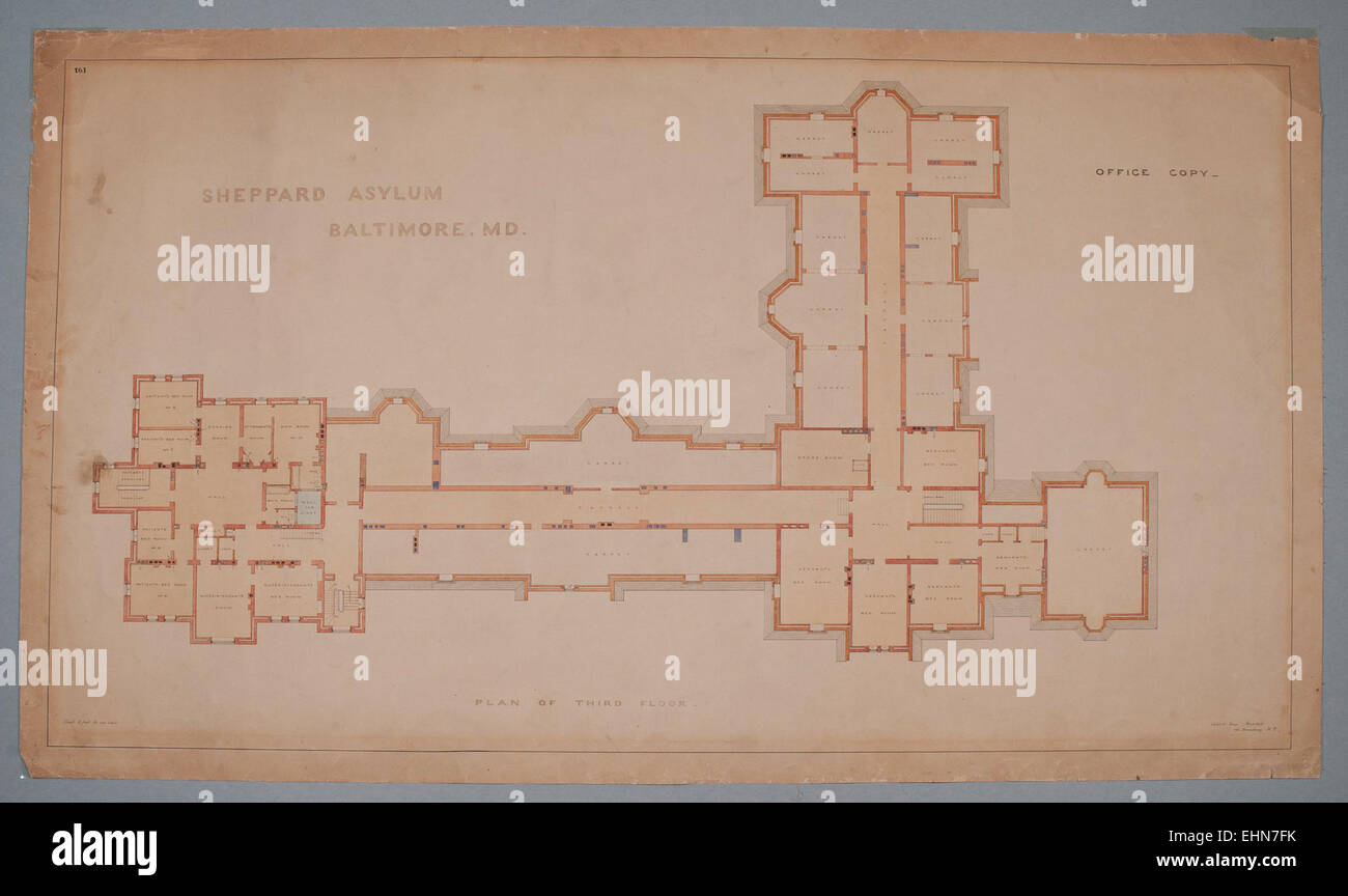 This historical architectural plan illustrates the third-floor layout ...