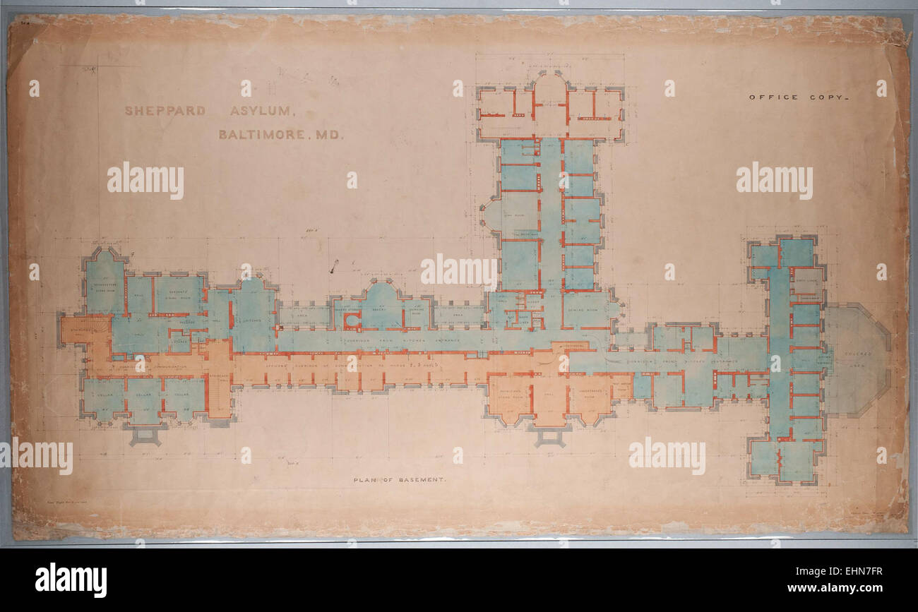 A floor plan of the basement of the Sheppard Asylum in Baltimore ...