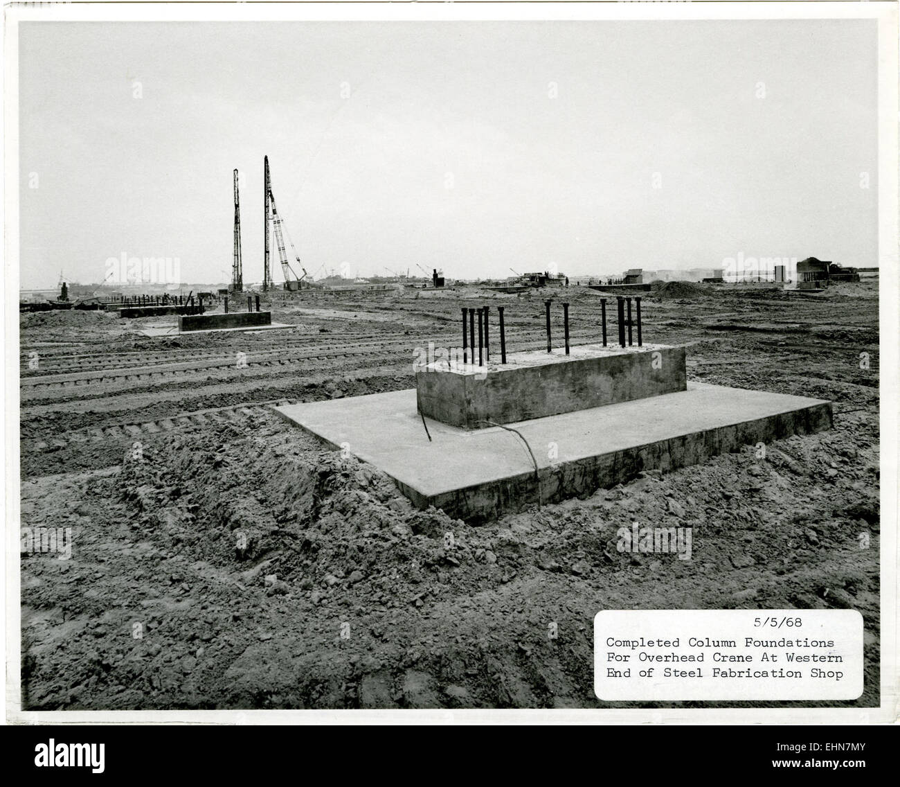 The construction of the column foundations for an overhead crane at the ...