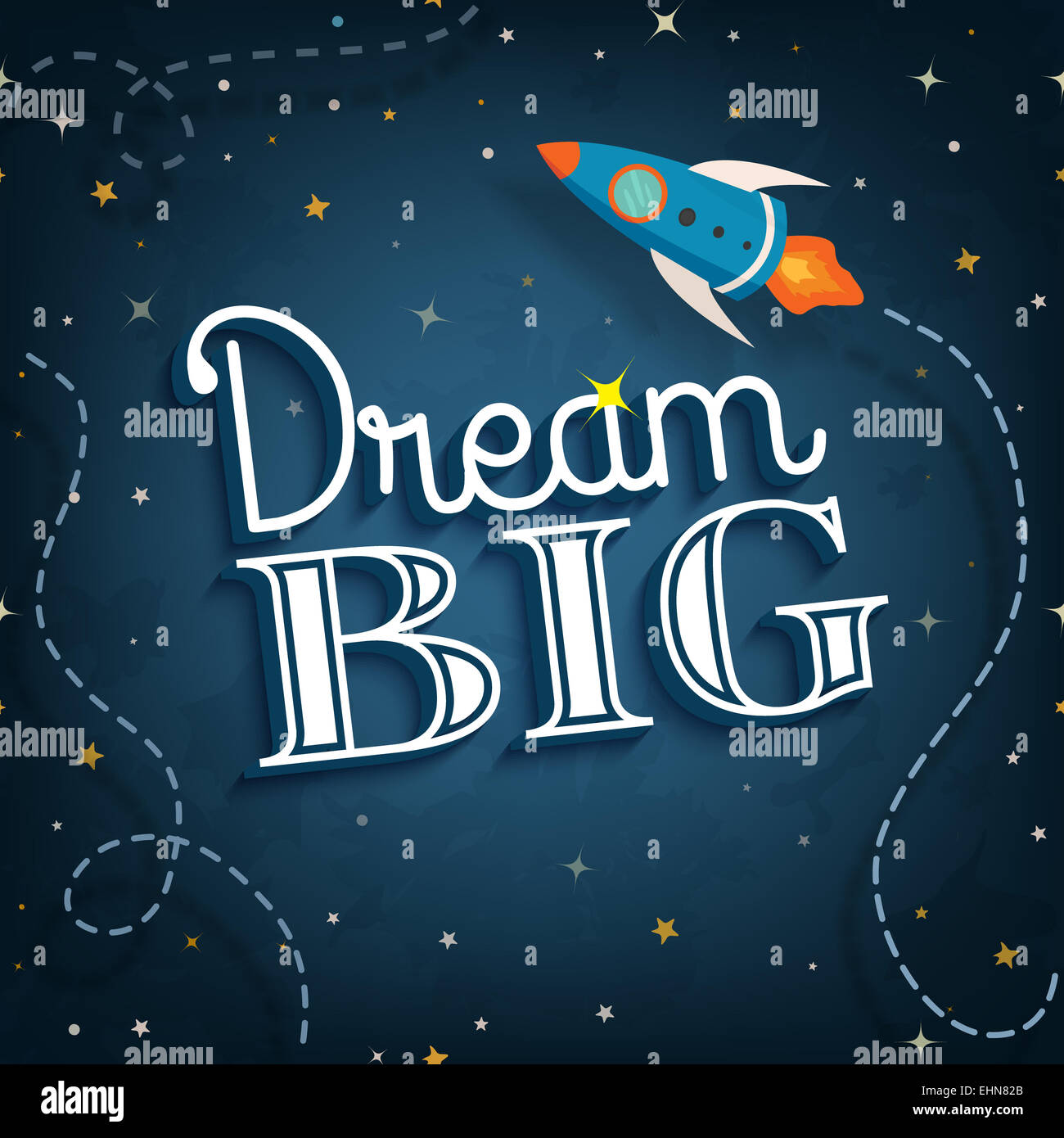 Dream big, inspirational typographic quote poster, vector illustration ...