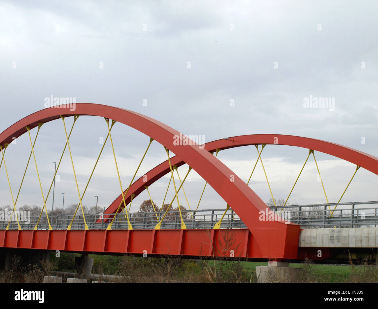 Steel road bridge over the river bosut Stock Photo - Alamy
