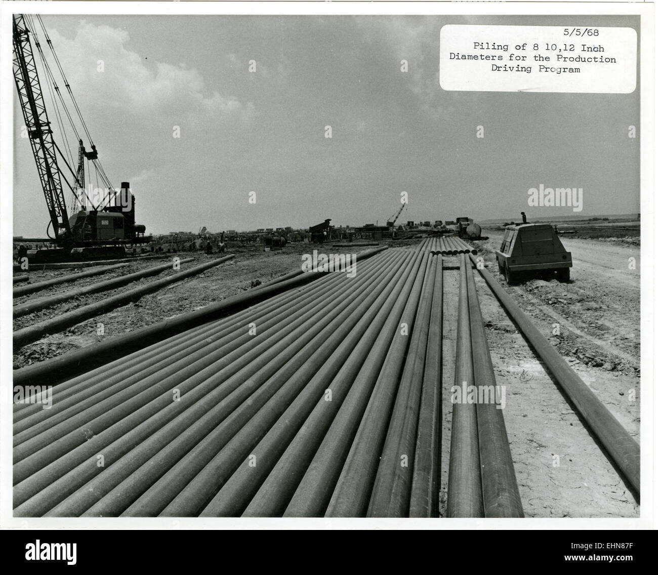 This image depicts the piling process for large-diameter pipes ...