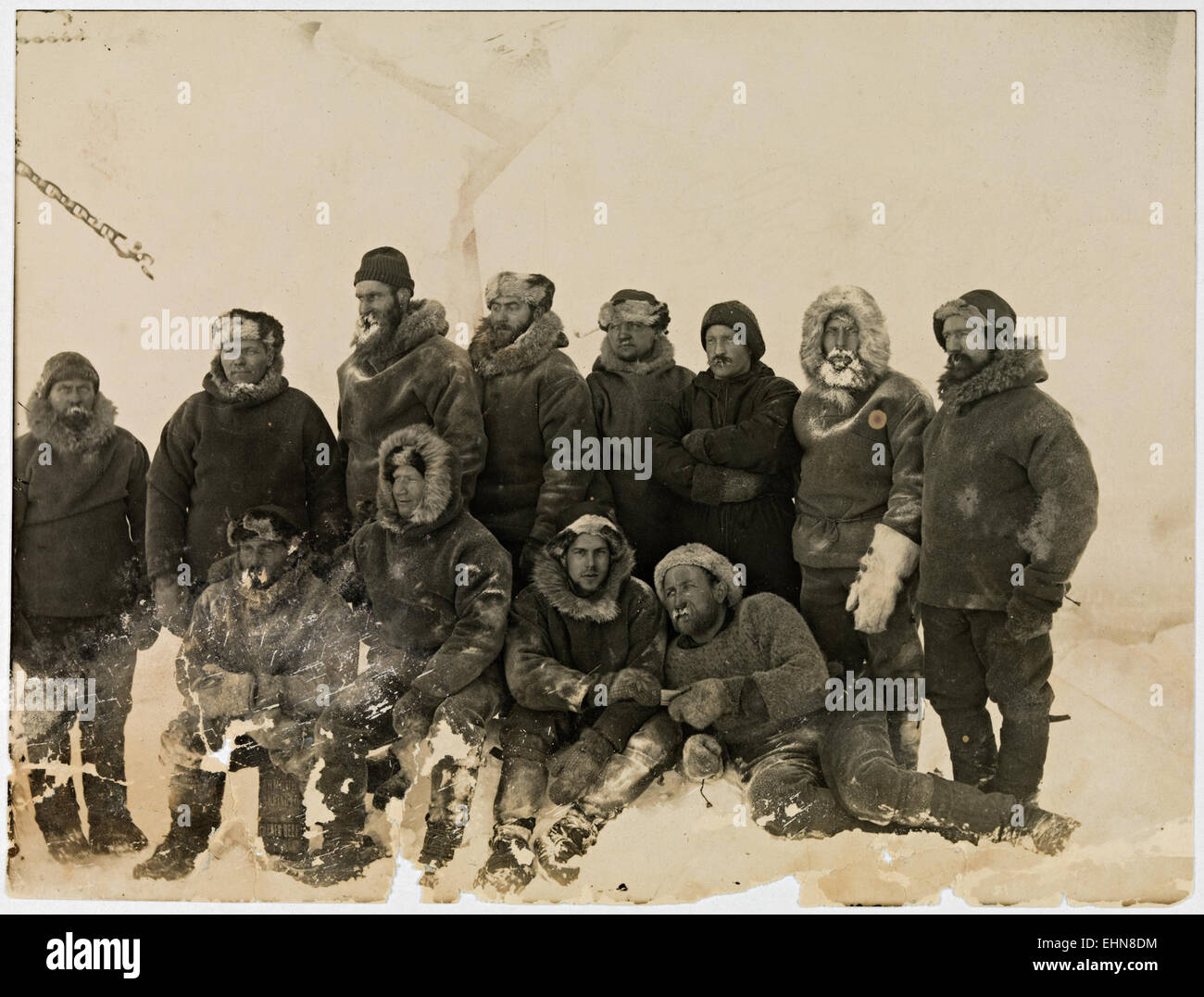 The image shows members of the 1st Fram Expedition, led by Fridtjof ...