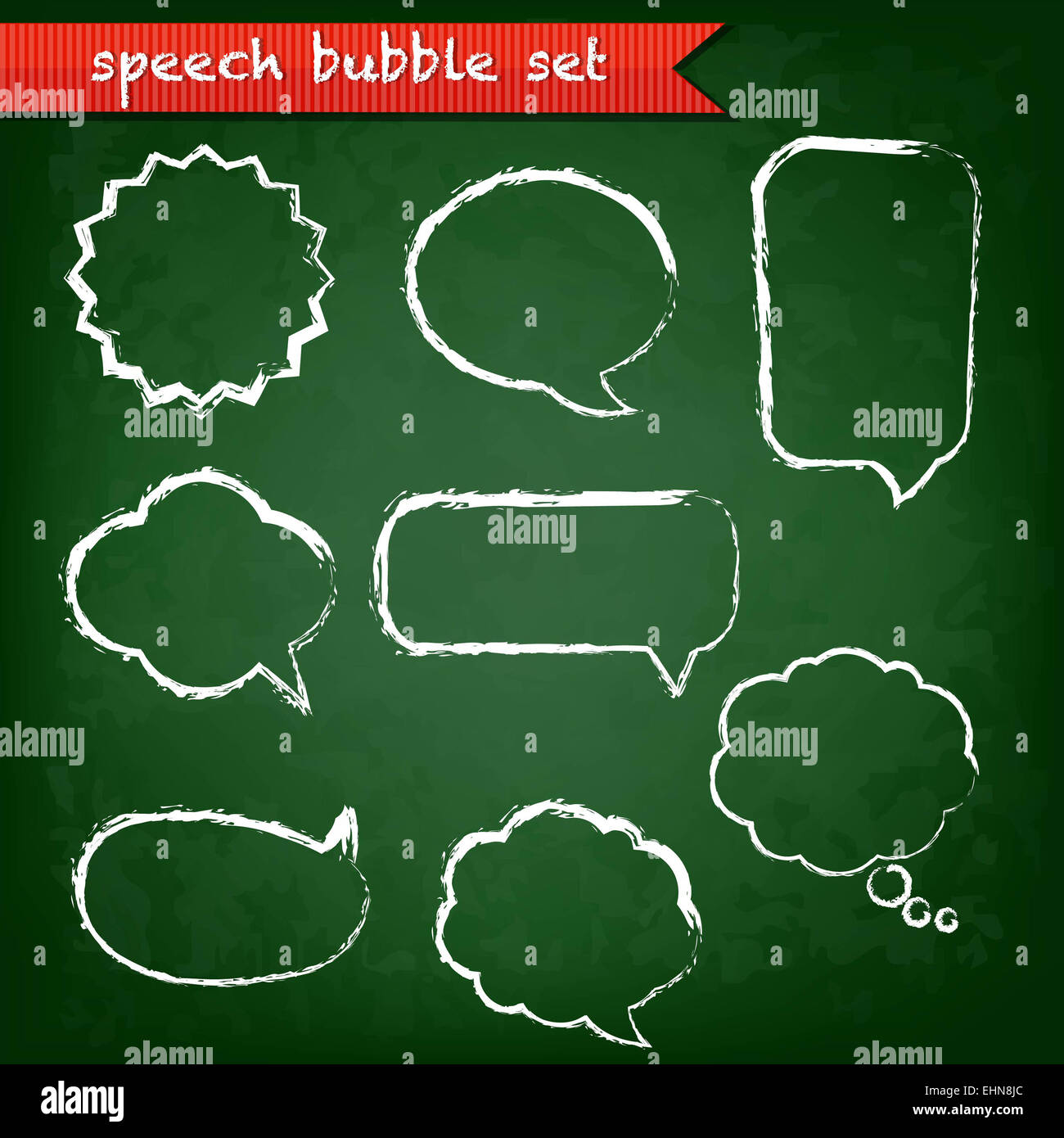 Green Chalk Board With Speech Bubbles Set Stock Photo - Alamy