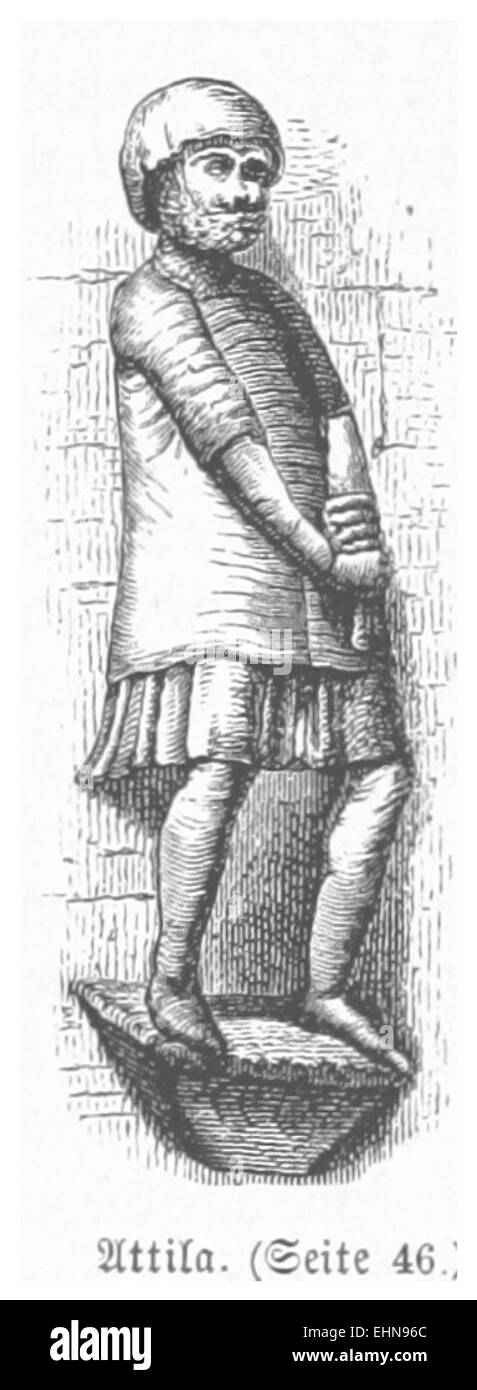 An 1880 illustration by Bermann, depicting Attila the Hun. The drawing ...