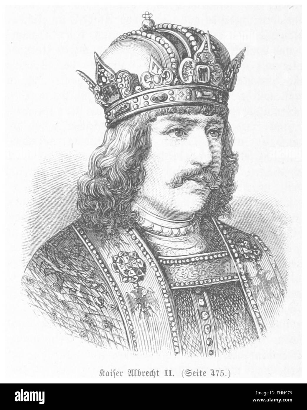 This 1880 illustration by Bermann depicts Kaiser Albrecht II, likely ...