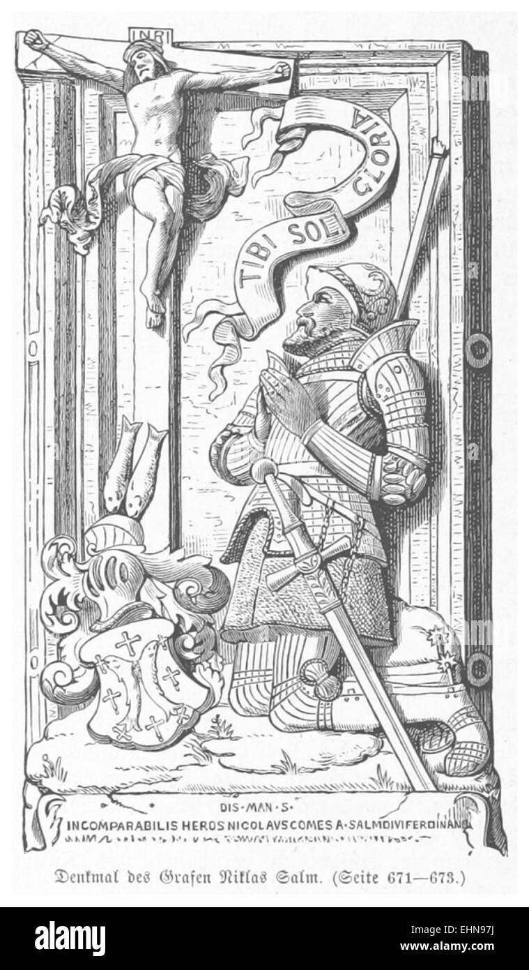 An 1880 illustration of the tomb of Count Niklas Salm, located in a ...