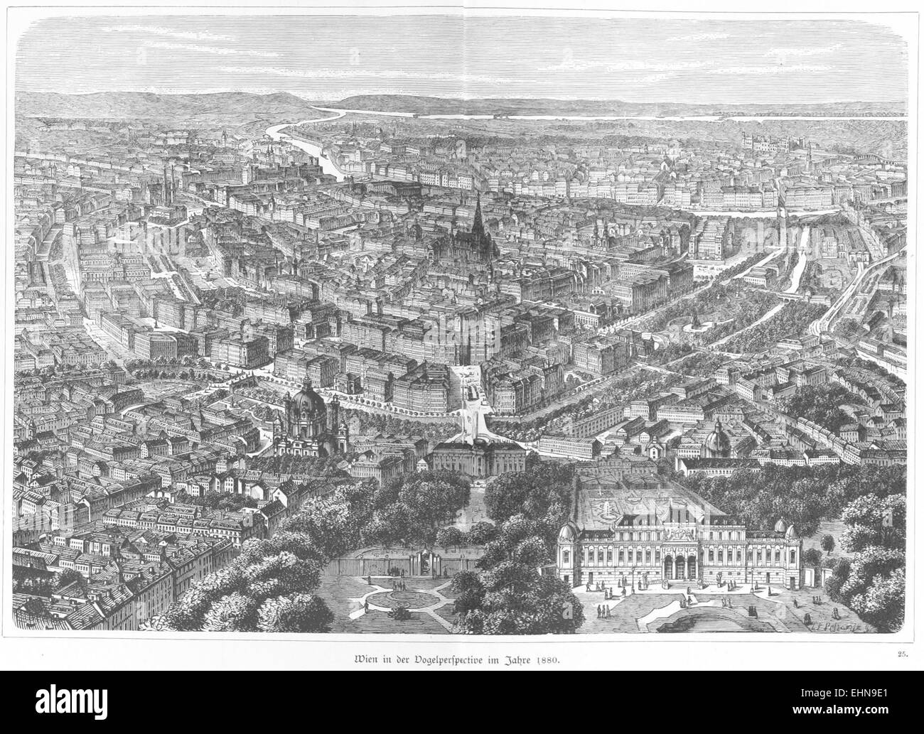 This 1880 illustration of Vienna showcases the city’s urban landscape ...