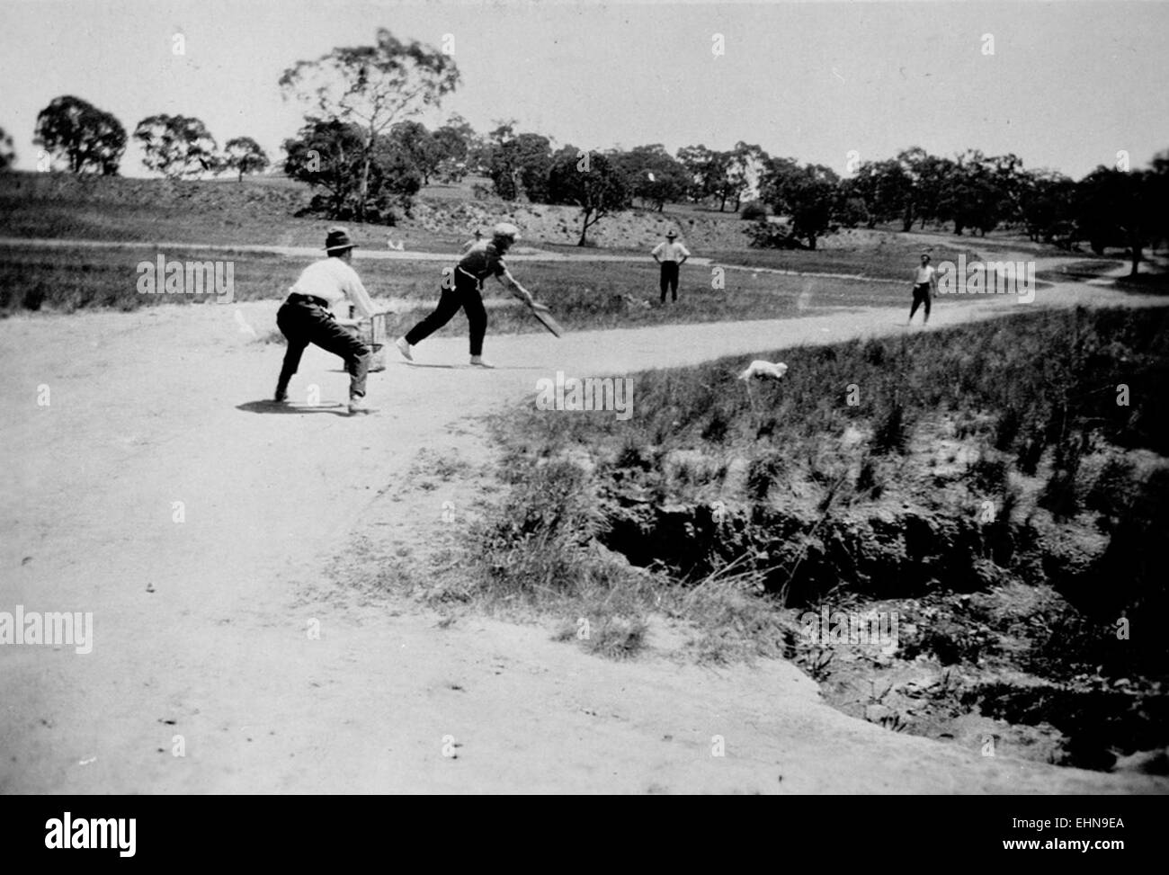 This photograph shows a cricket match in progress in Canberra around ...