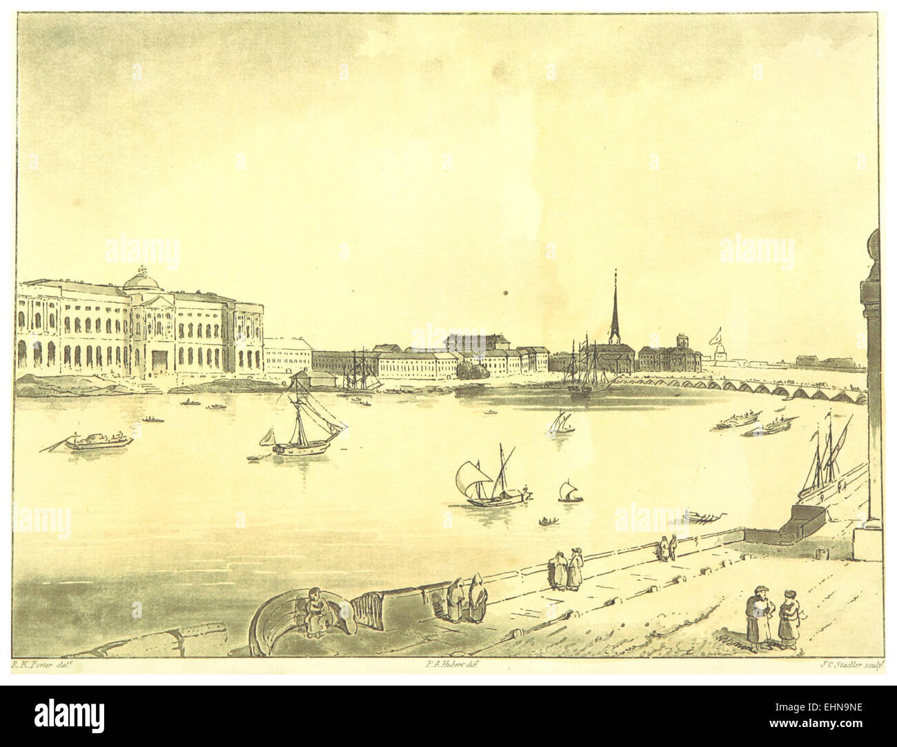 This 1813 view by Porter depicts the English Quay in St. Petersburg ...