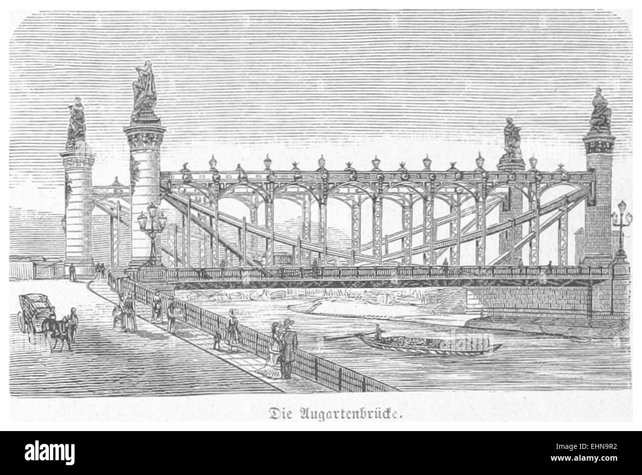An illustration from Bermann’s 1880 work showing the Augarten Bridge in ...