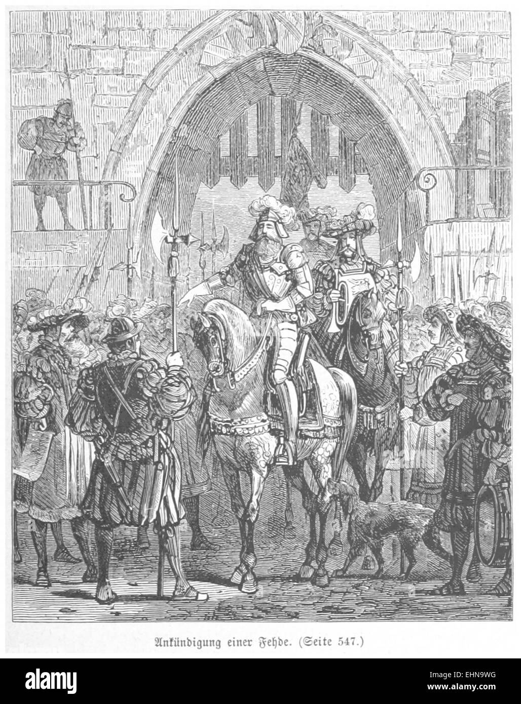 An 1880 German illustration by Bermann, depicting an announcement of a ...