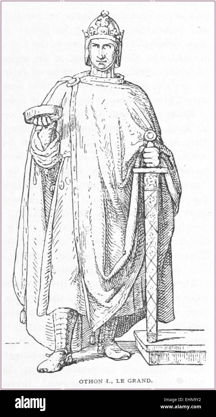 An 1874 illustration by Peake depicting Otto I, the Holy Roman Emperor ...