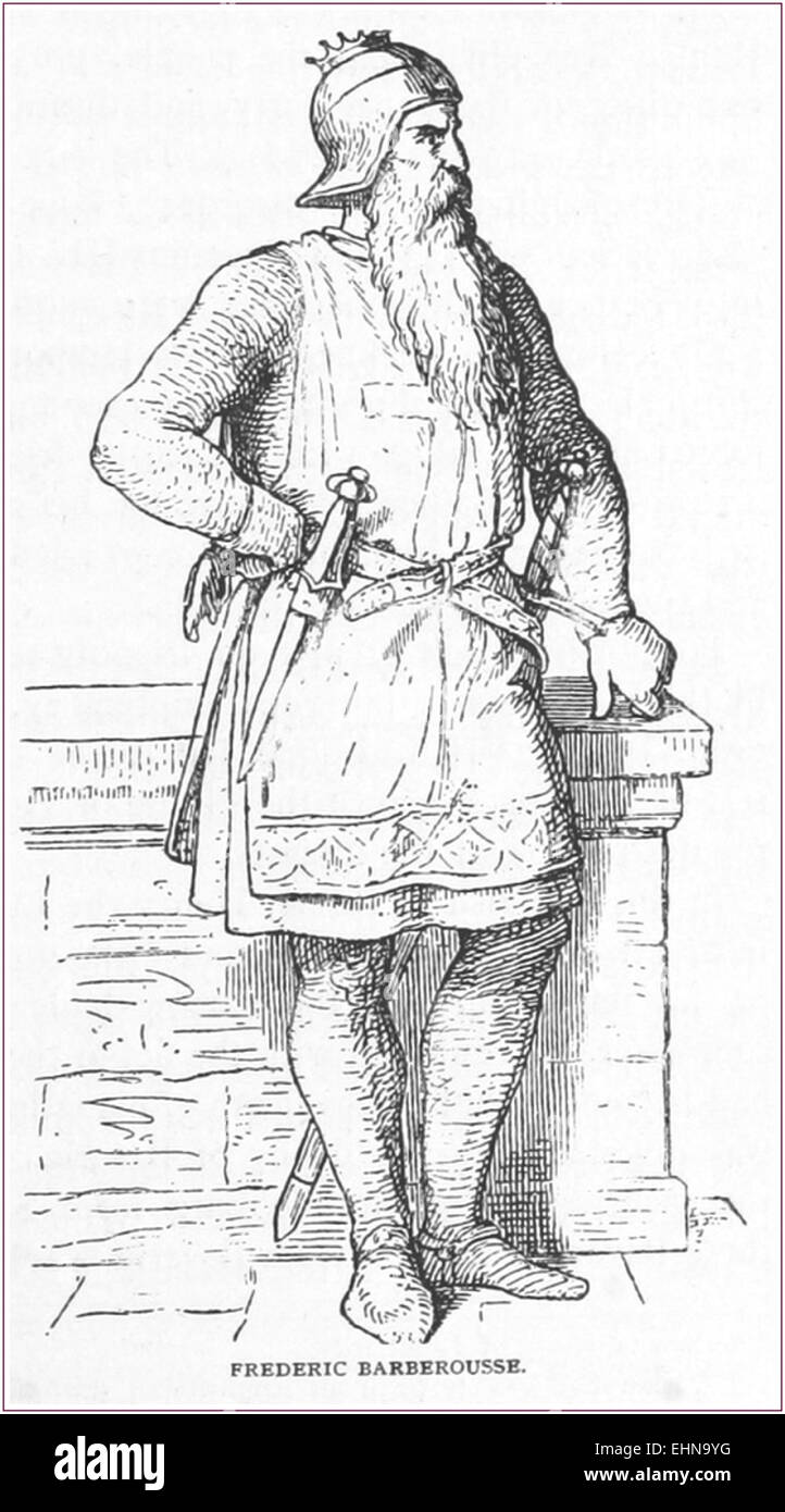 A 1874 illustration or text about Friedrich I. Barbarossa, the Holy ...