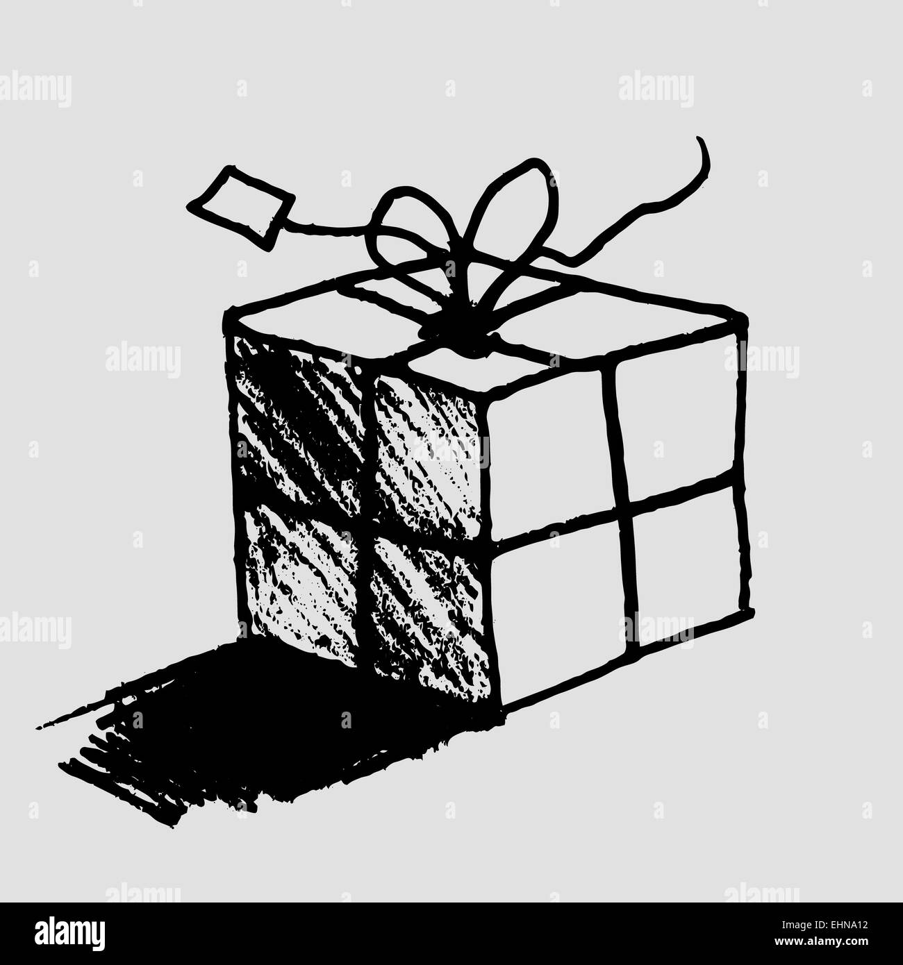Hand drawn gift box with tag vector Stock Photo - Alamy