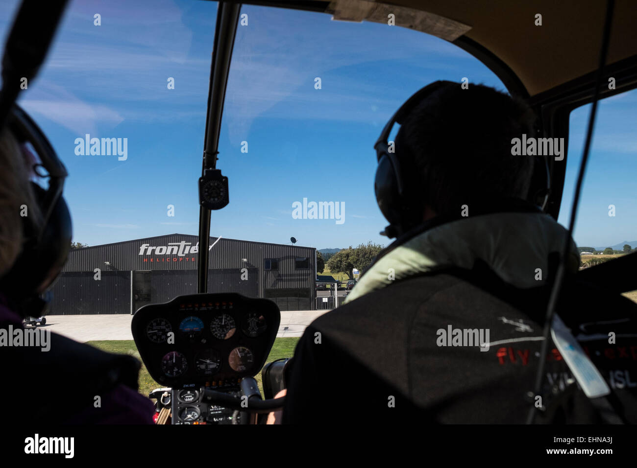 Cockpit of a Robinson R44 Clipper 2 helicopter in Mew Zealand Stock ...