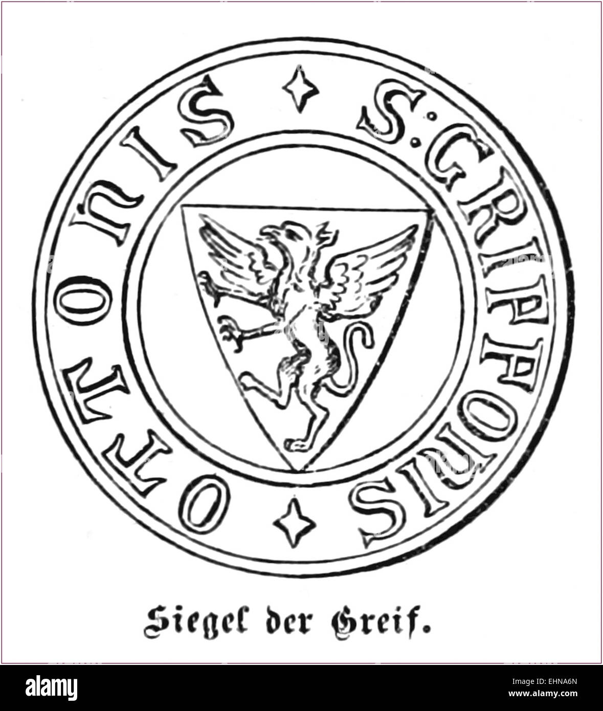 Weiss' 1872 illustration depicts the Siegel der Greif, a significant ...
