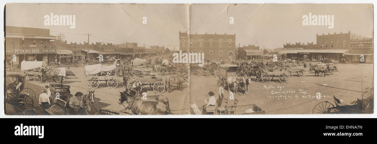 The Public Square in Commerce, Texas, features several businesses and ...