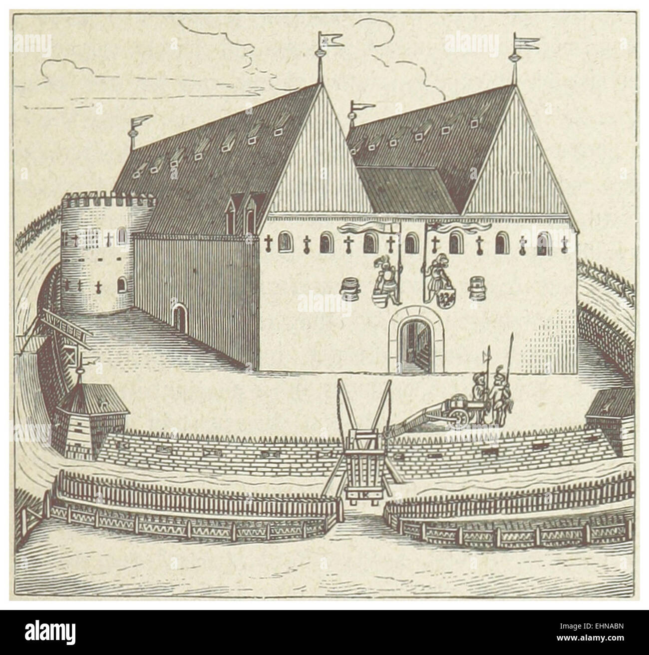 This 1872 illustration by Weiss shows the 'Arsenal,' a military storage ...