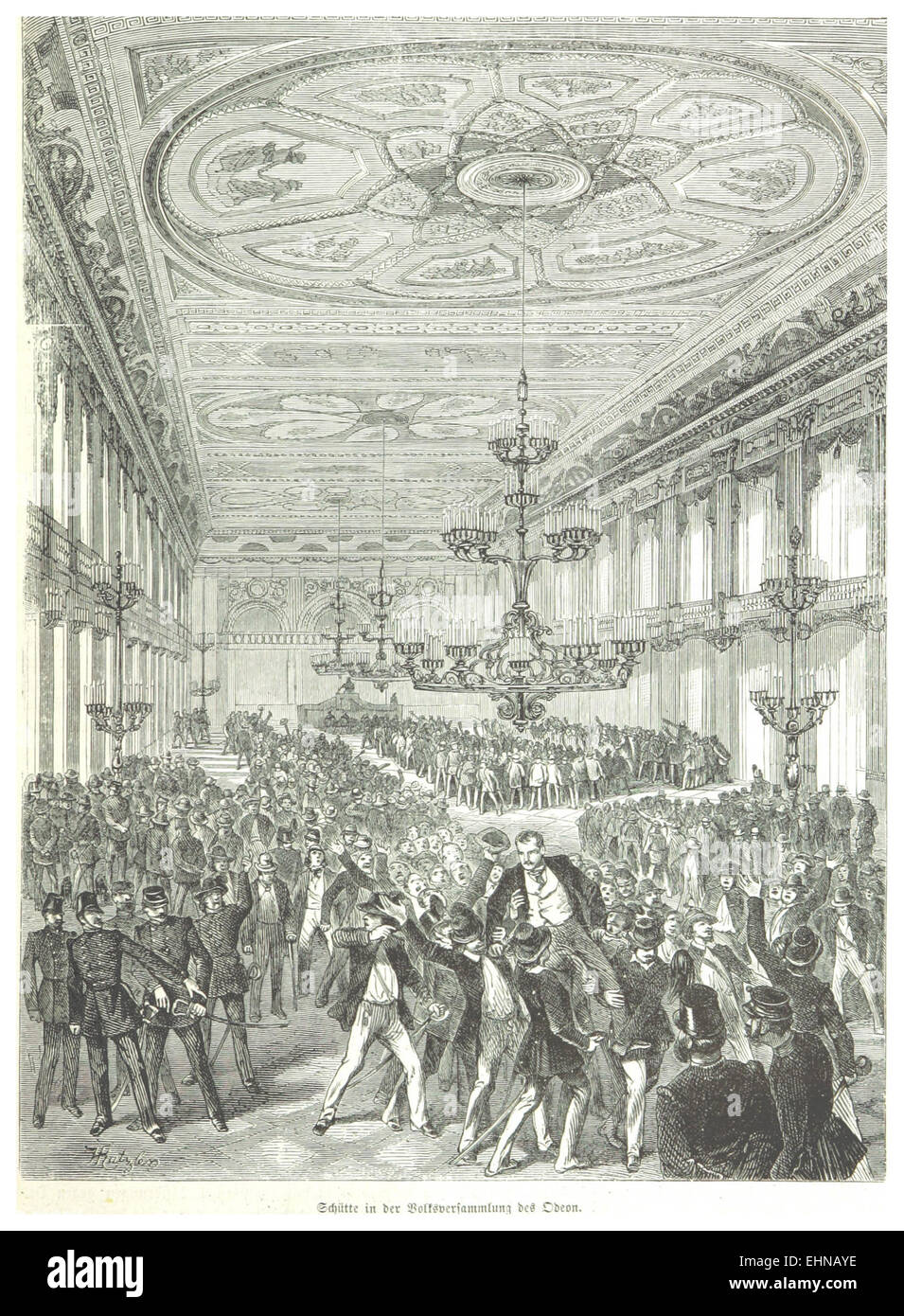 This 1872 depiction shows a Volksversammlung (people's assembly) in the ...