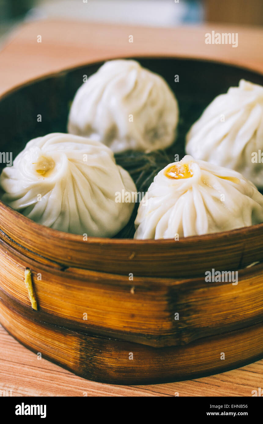Shanghai soup dumplings with crab fat, one of the popular chinese food ...