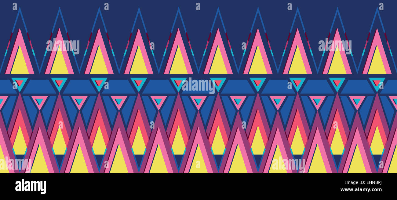Vibrant triangles horizontal seamless pattern background border Stock ...