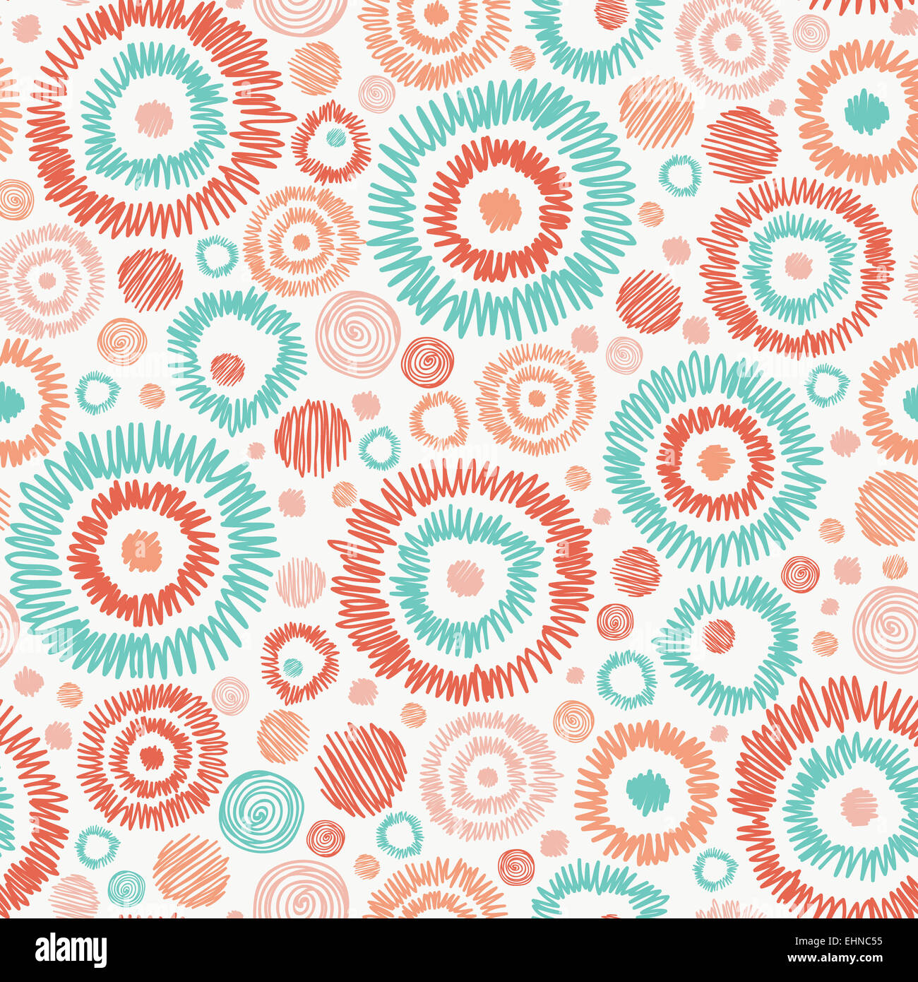 Doodle textured circles seamless pattern background Stock Photo - Alamy