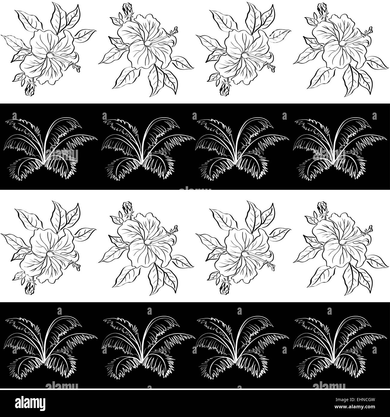 Seamless pattern, contour flowers Stock Photo - Alamy