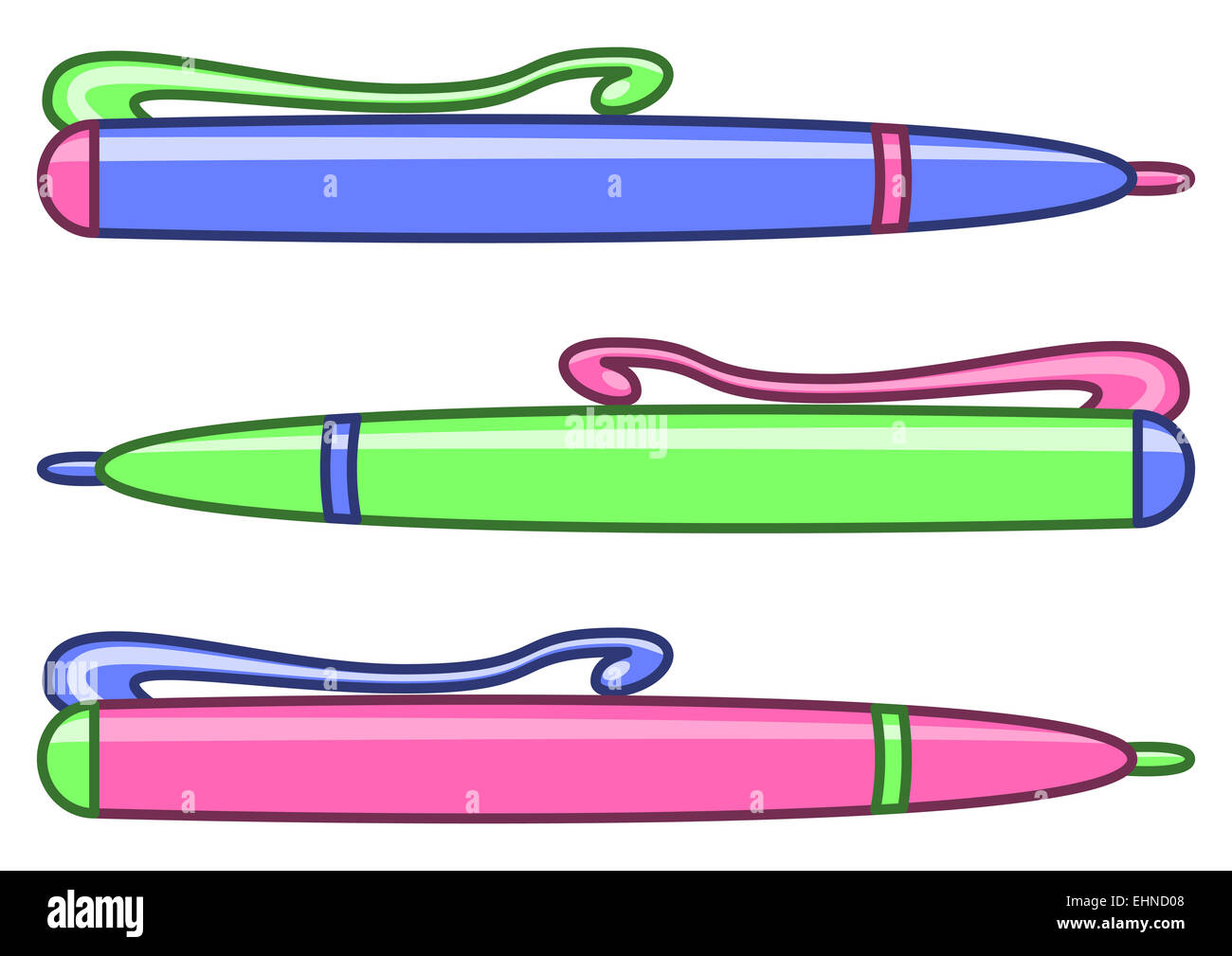 Set of multicoloured pens Stock Photo - Alamy