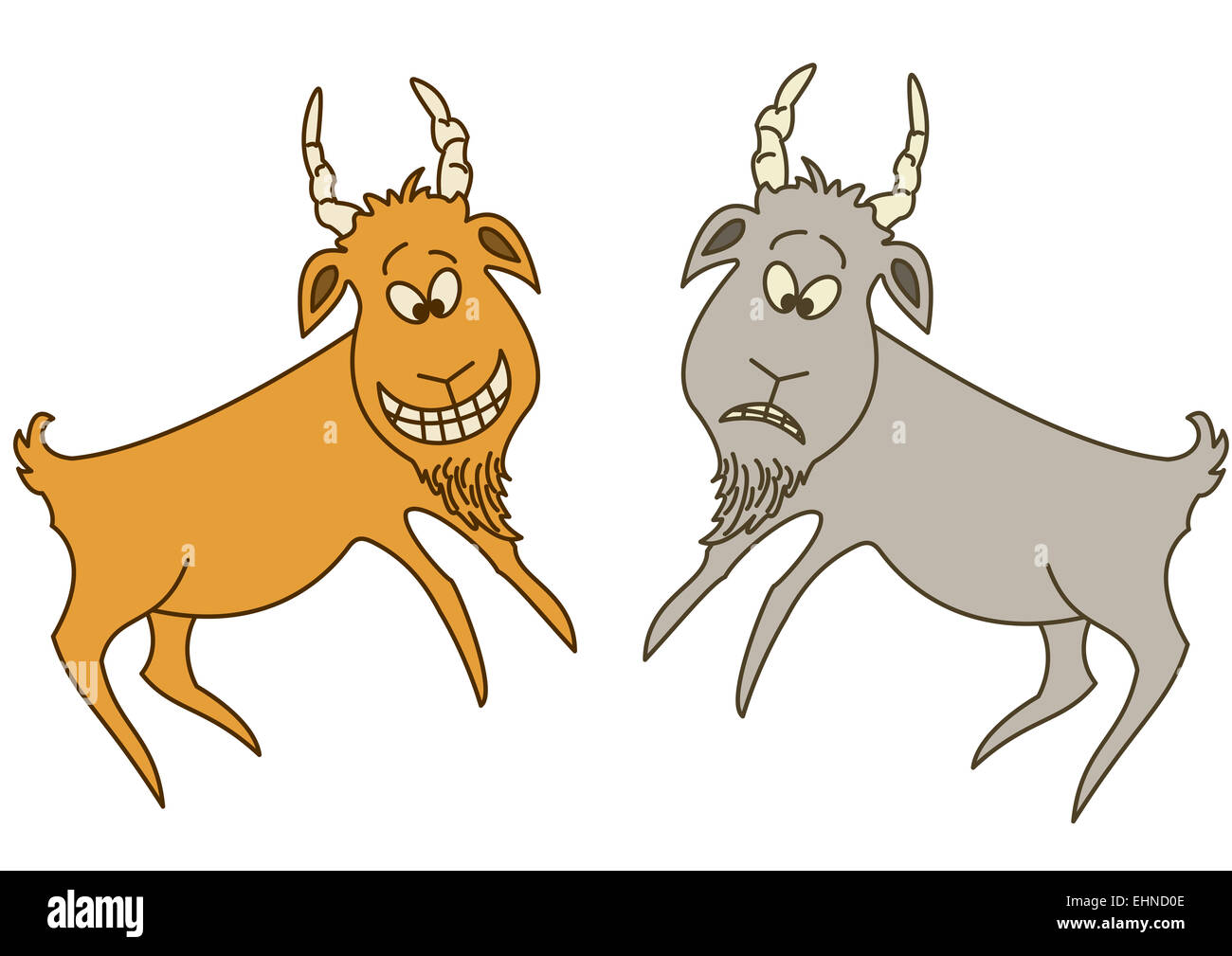 Two goats: cheerful and sad Stock Photo - Alamy