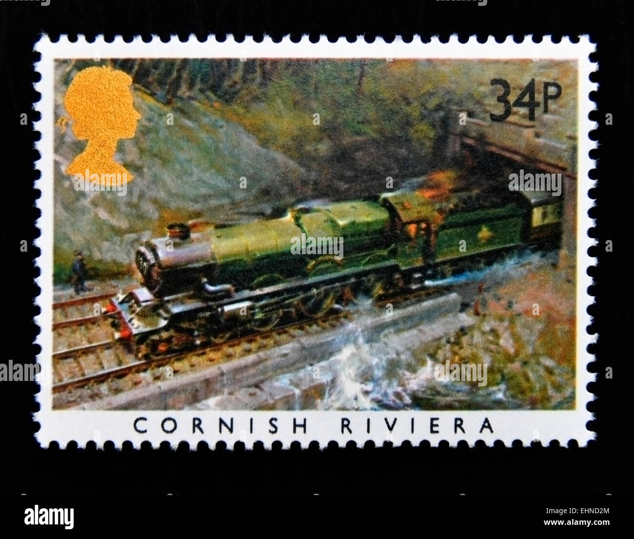 Postage stamp. Great Britain. Queen Elizabeth II. 1985. Famous Trains ...
