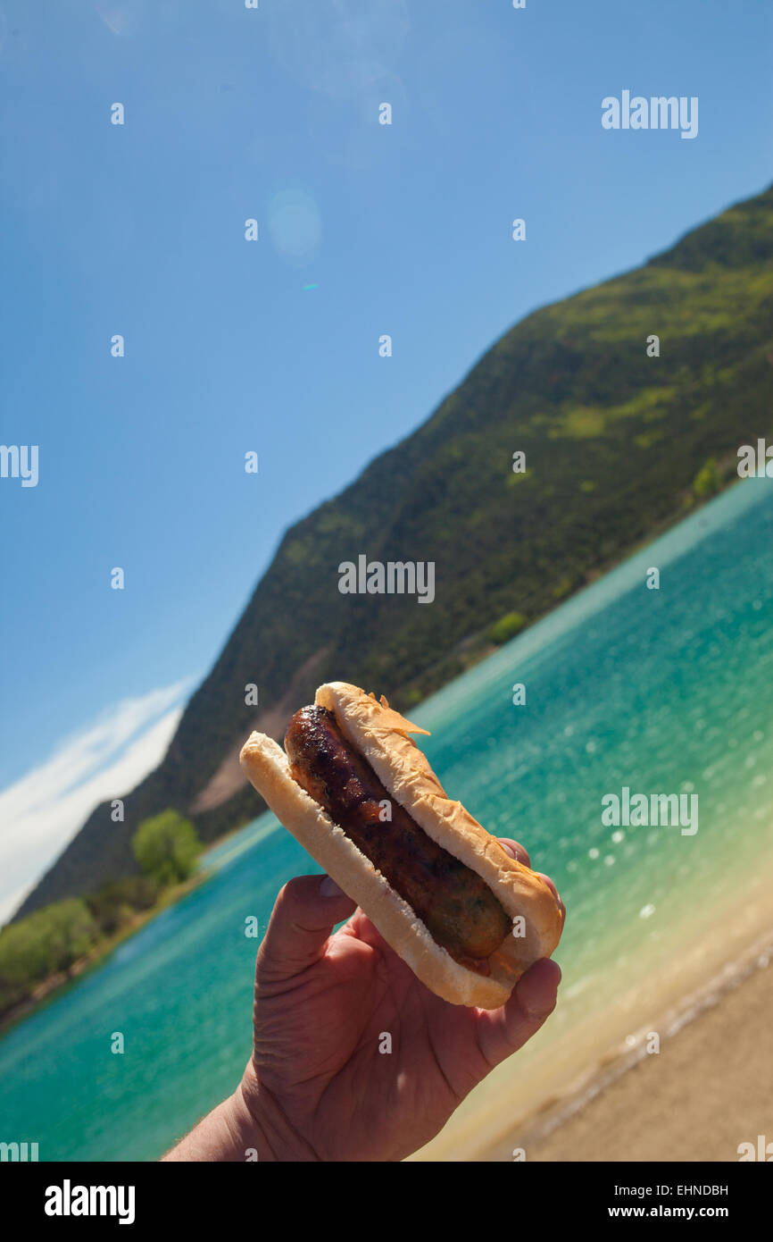 Man eating a sausage roll hi-res stock photography and images - Alamy