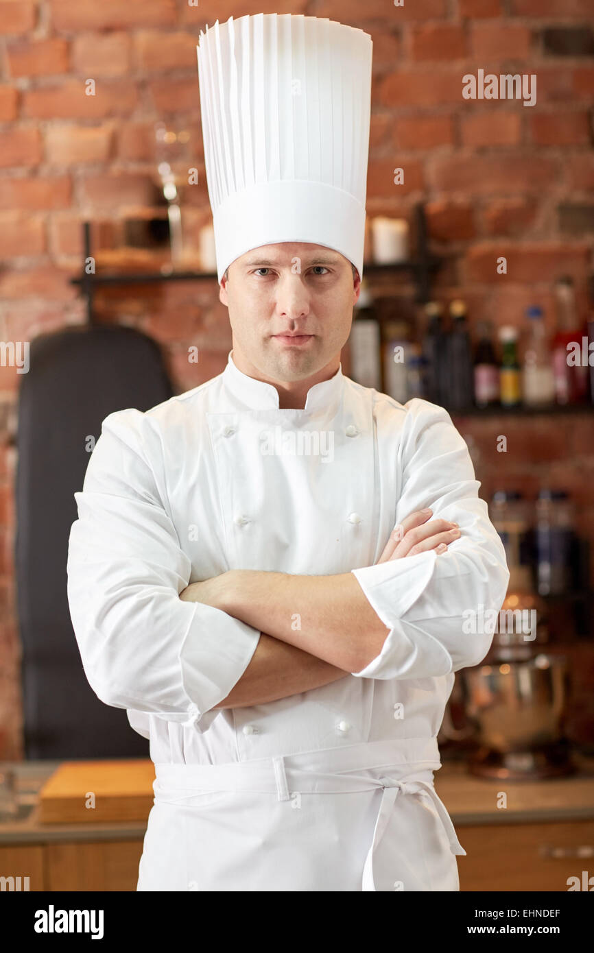 happy male chef cook in restaurant kitchen Stock Photo - Alamy