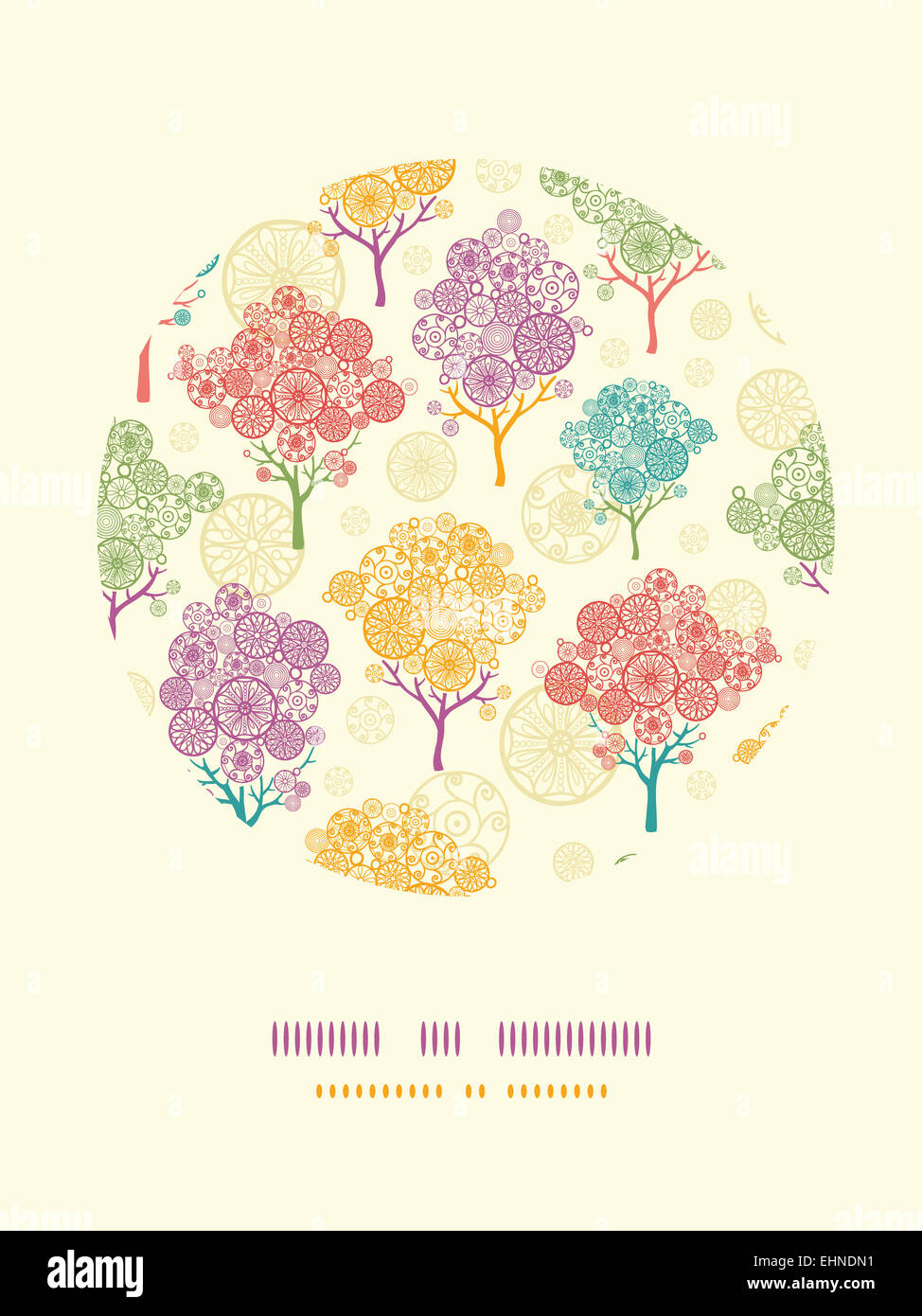 Colorful abstract trees circle decor pattern background Stock Photo - Alamy