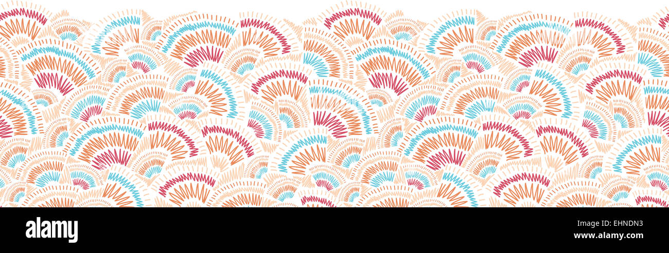 Textured geometric doodle horizontal seamless pattern border Stock ...