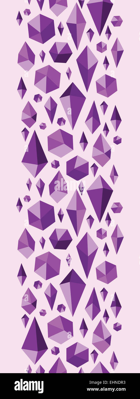 Purple geometric jewel shapes vertical seamless pattern border Stock ...