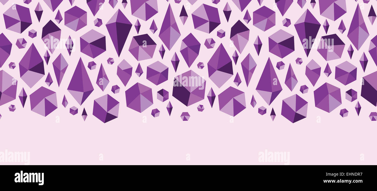 Purple geometric jewel shapes horizontal seamless pattern border Stock ...