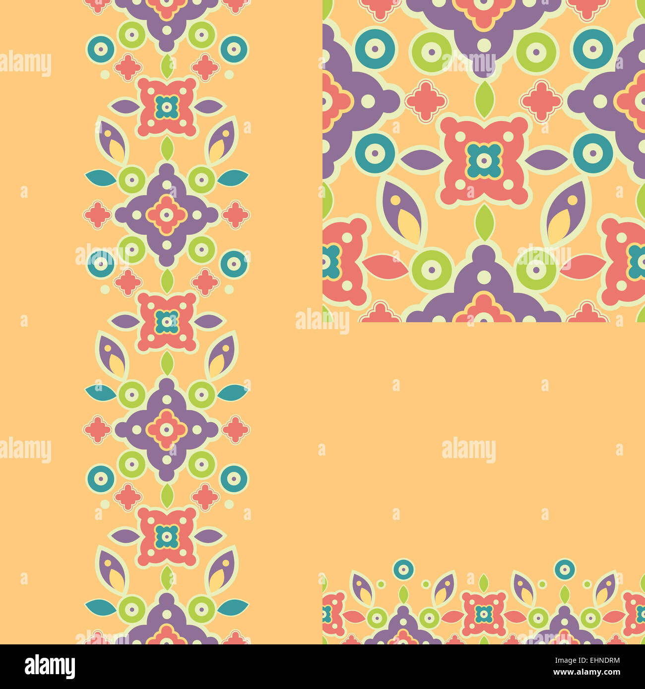 Set of colorful shapes seamless pattern and borders backgrounds Stock ...