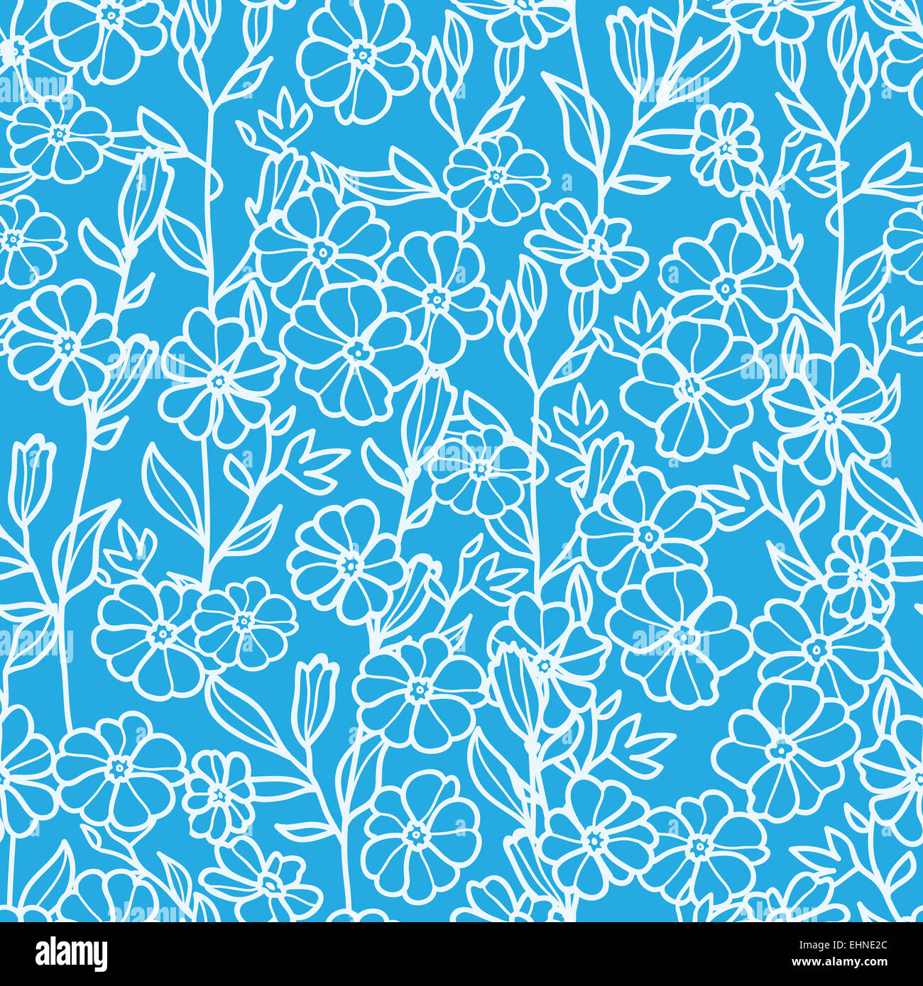Lacey blue and white blossoms seamless pattern background Stock Photo ...