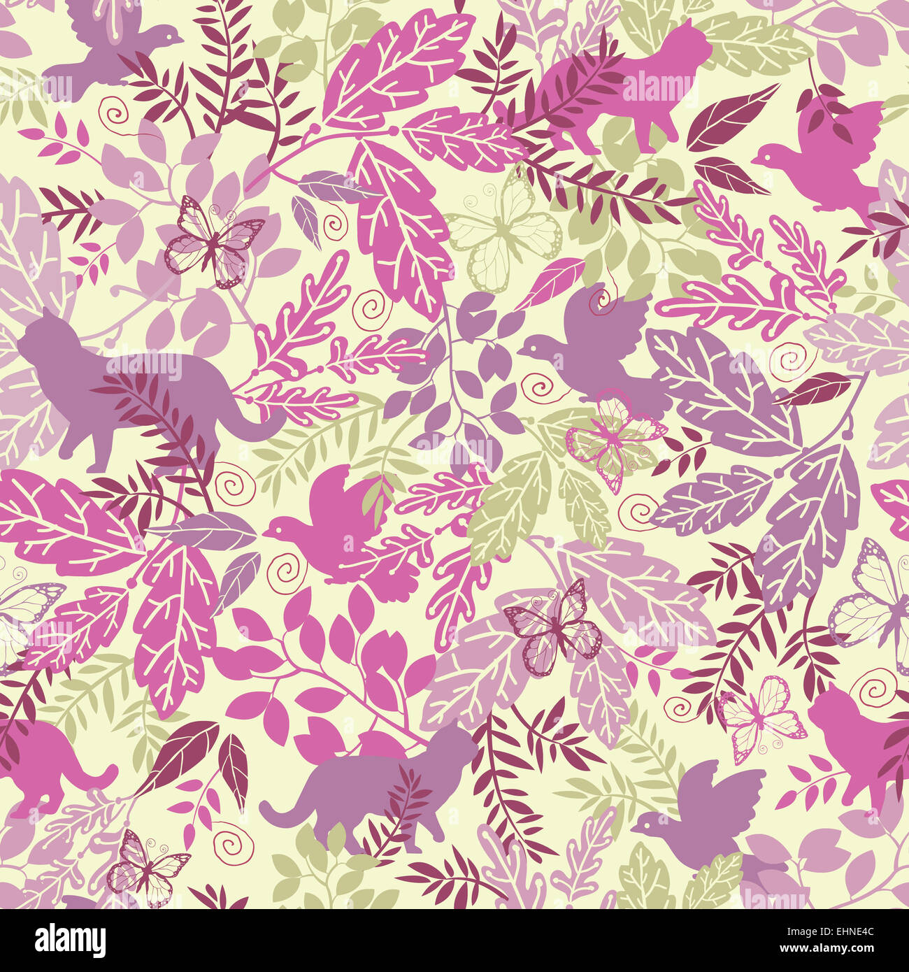 Wildlife seamless pattern background Stock Photo - Alamy