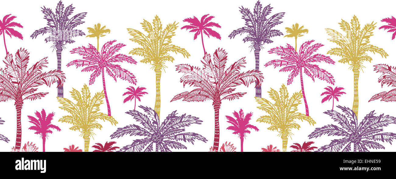 Palm trees horizontal seamless pattern background border Stock Photo ...